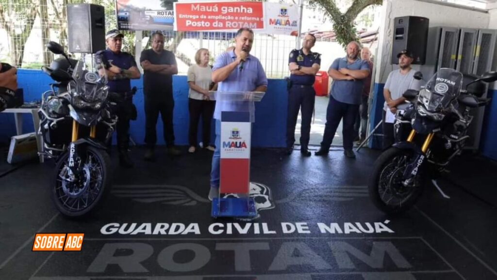 Inauguração do Posto da Rotam 24 horas e novas motocicletas - Sobre ABC